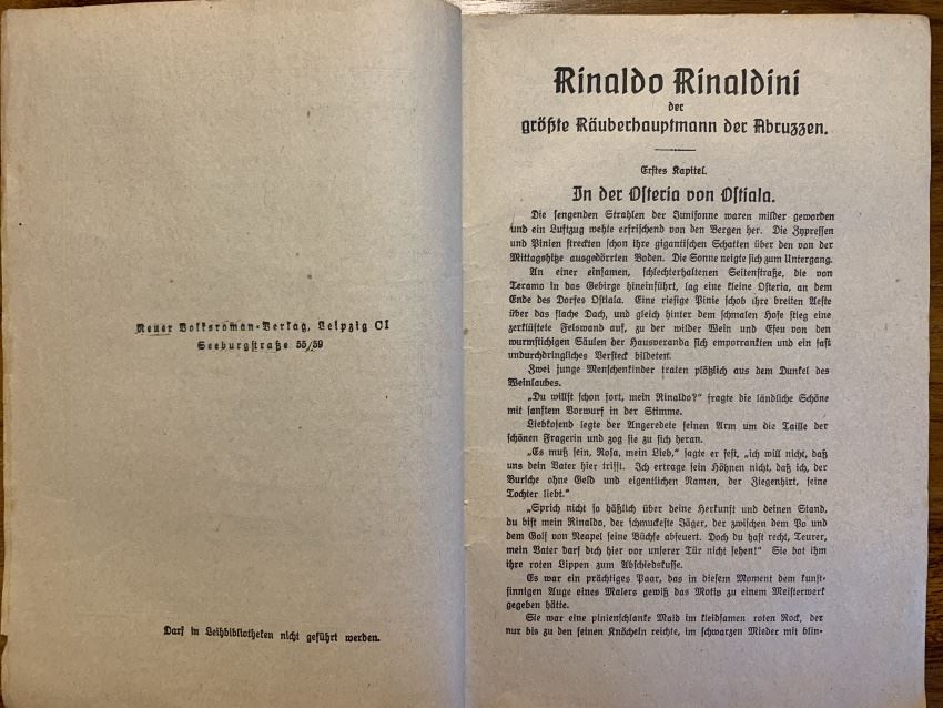 Alte Bücherwelt - Rinaldo Rinaldini - Der Grösste Räuberhauptmann der ...